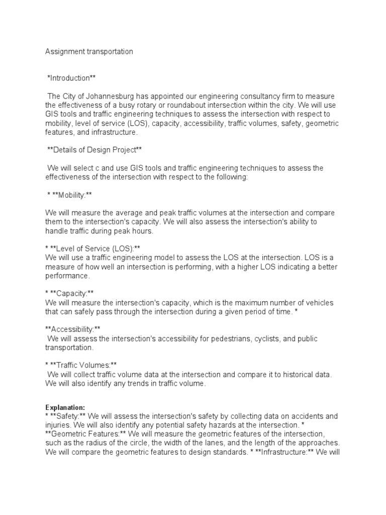 Assignment Transportation 3a | PDF | Traffic | Intersection (Road)