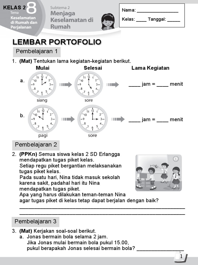 Lembar Portofolio Bupena 2d Tema 8 Sub 2 | PDF