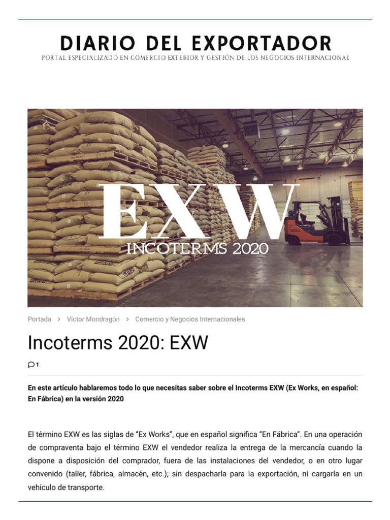 Guía sobre Incoterms EXW 2020 | PDF | Negocios | Finanzas y dinero