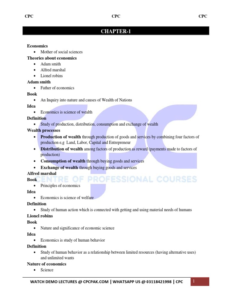 CPC Prc-3 Chap-1 Notes | PDF | Economics | Macroeconomics