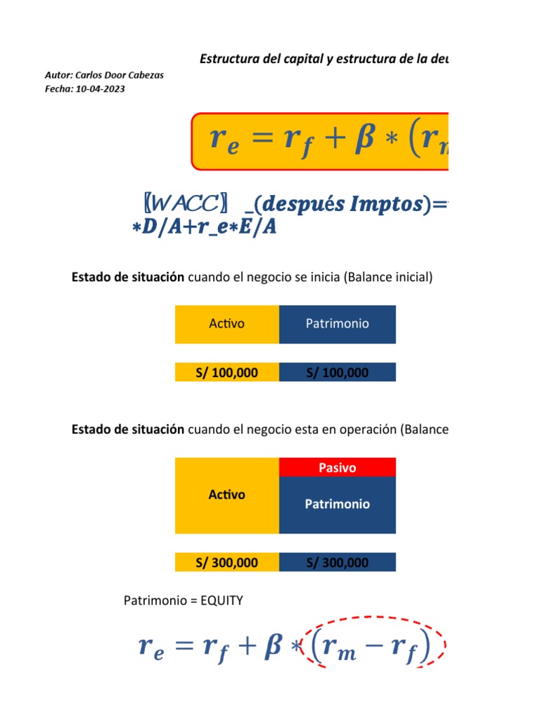 Estructura Del Capital y Deuda - CAPM - WACC | PDF | Compartir (Finanzas) | Desviación Estándar