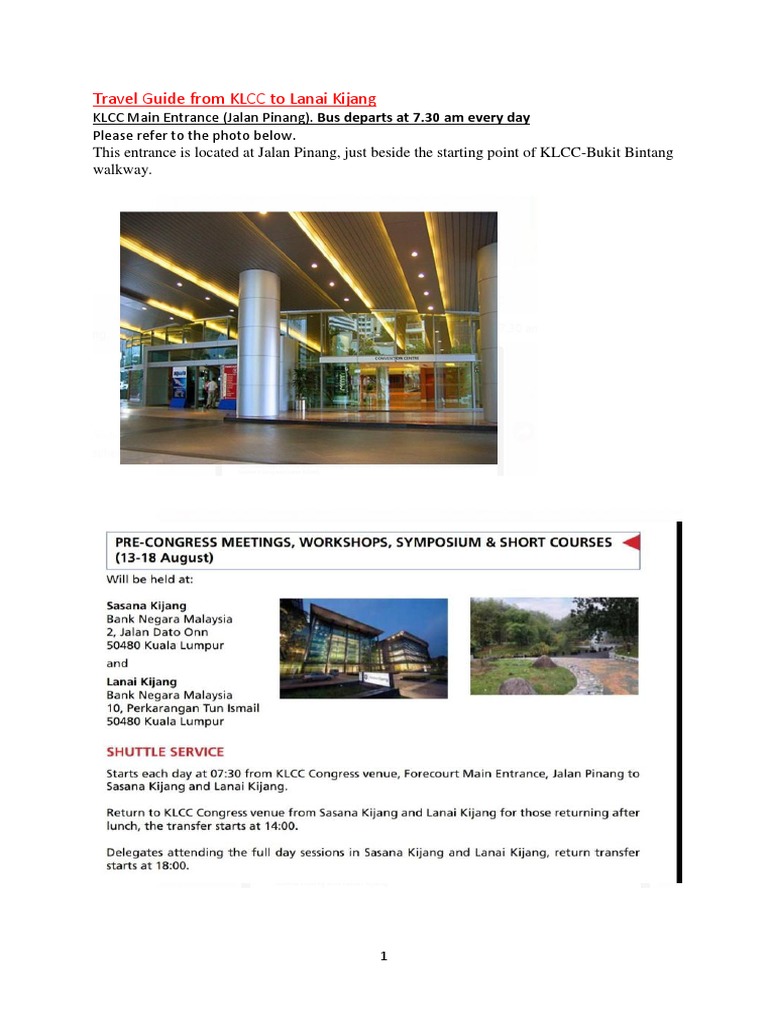 Travel Guide From KLCC To Lanai Kijang | PDF