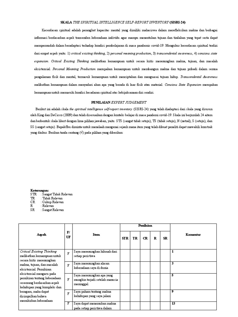 Skala The Spiritual Intelligence Self - 011050 | PDF