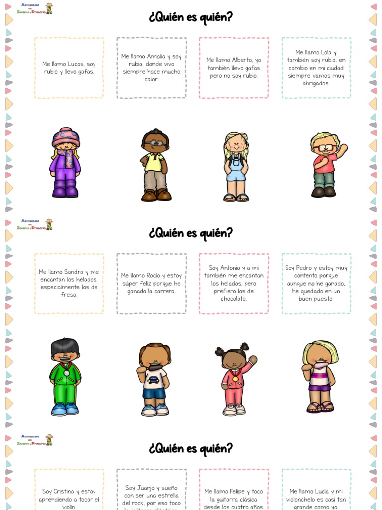 ¿Quién es quién? Descripciones de amigos | PDF