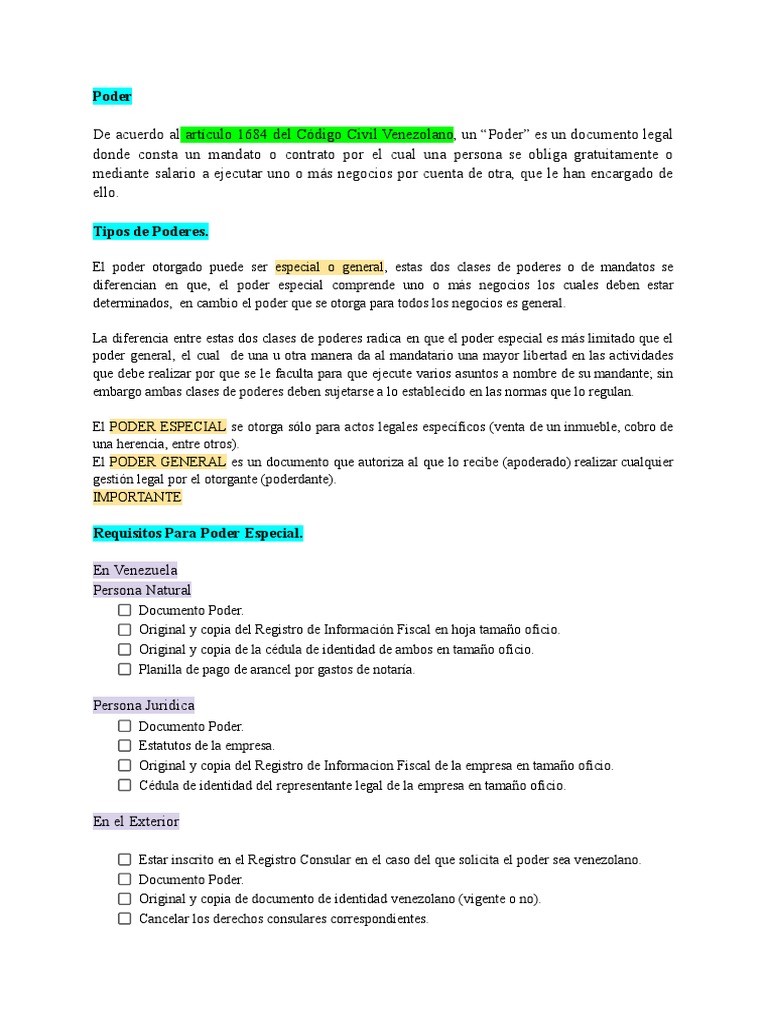 Régimen Legal de Poderes. USM. | PDF