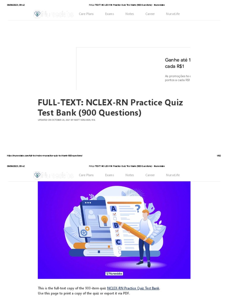 NCLEX-RN Test Bank: 900 Practice Questions | PDF | National Council ...