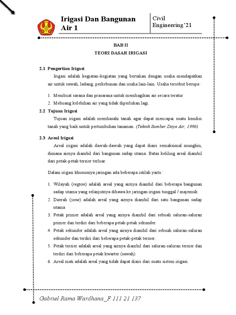 TEORI RAMA Irigasi Dan Bangunan Air 1 | PDF