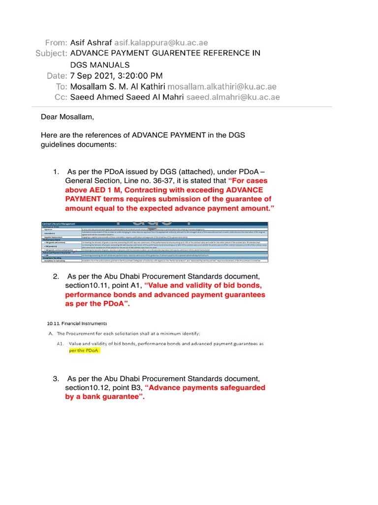 Advance Payment Guarentee Reference in Dgs Manuals | PDF
