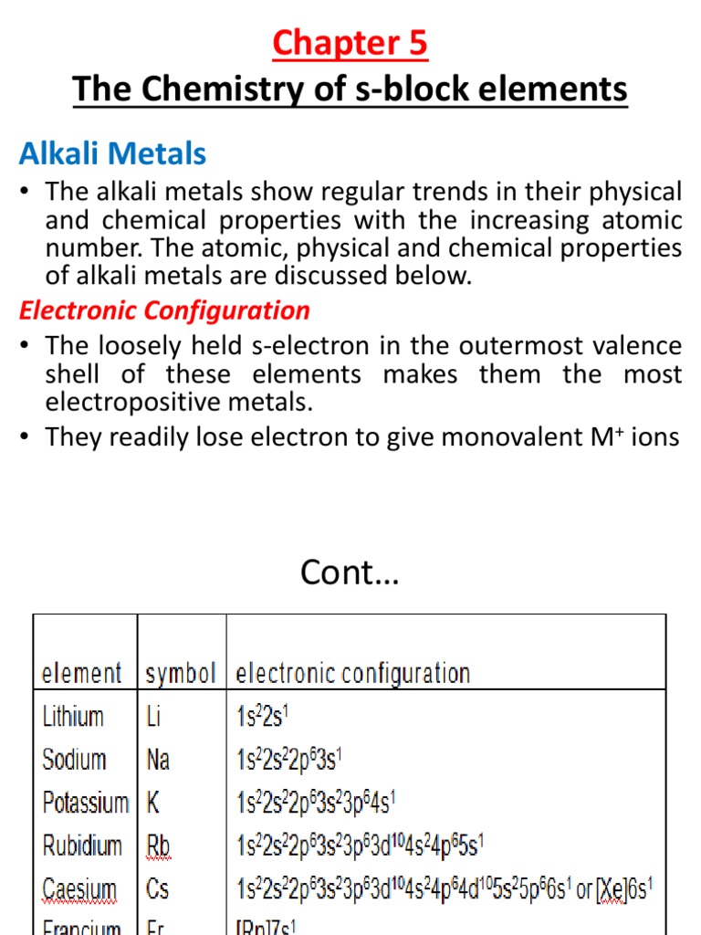 Chapter 5. S-Block Elements | PDF | Sodium Hydroxide | Hydroxide