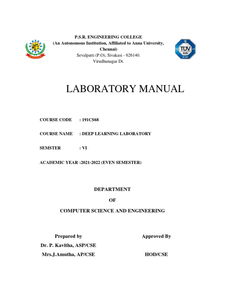 Deep Learning Lab Manual | PDF | Artificial Neural Network | Applied Mathematics