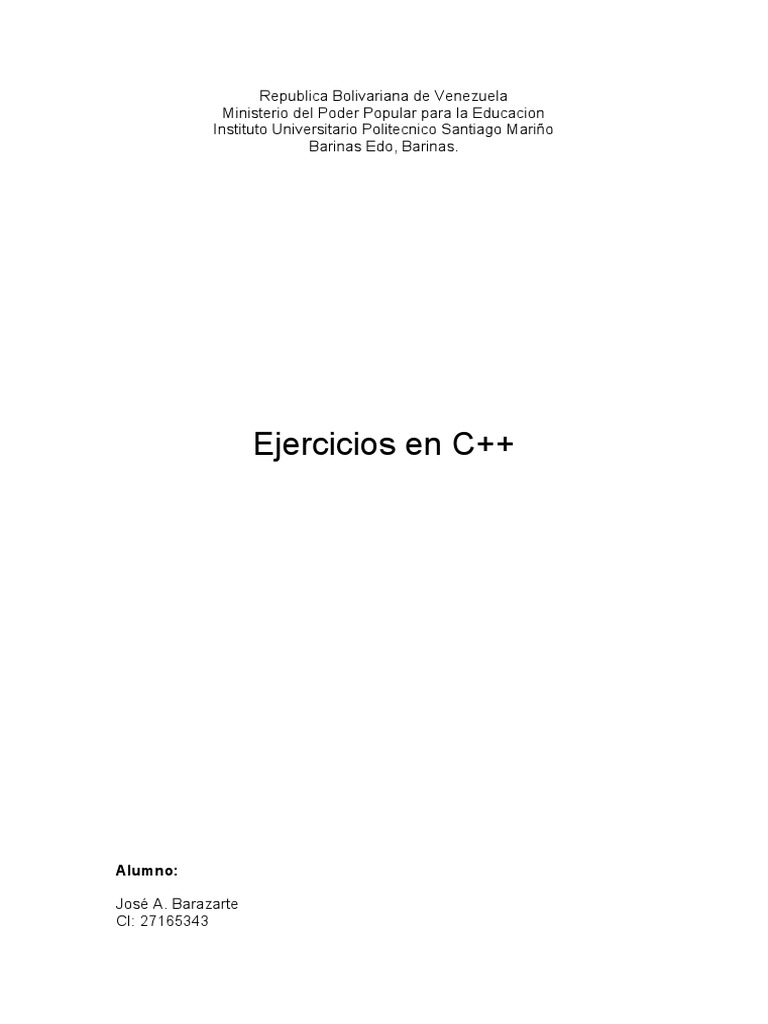 Ejercicios en C++ | PDF | C ++ | Desarrollo tecnológico