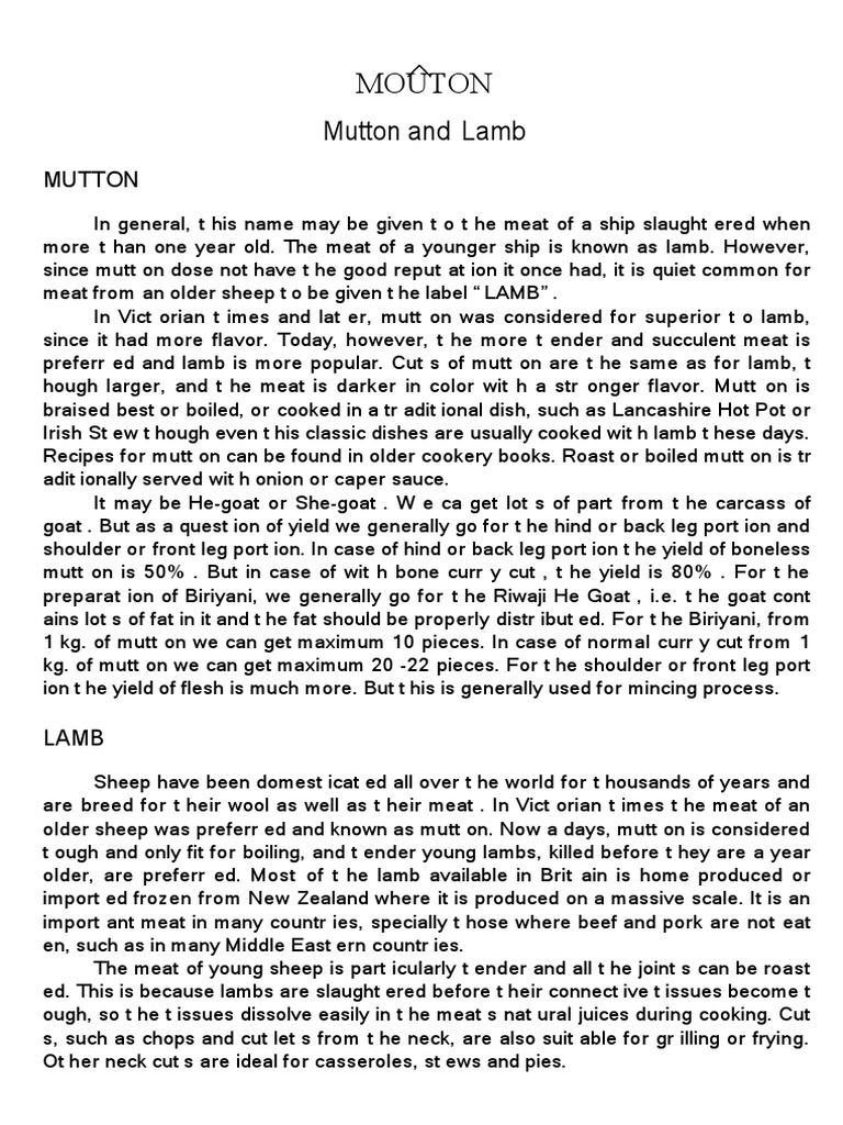 Mutton Lamb | PDF | Lamb And Mutton | Food And Drink
