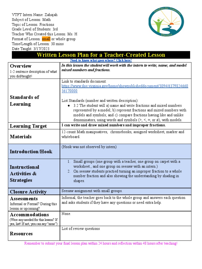 Zahajah Boyd-Mcdowell - Lets Try Lesson Planning With A Teacher-Created Lesson 1 | PDF ...