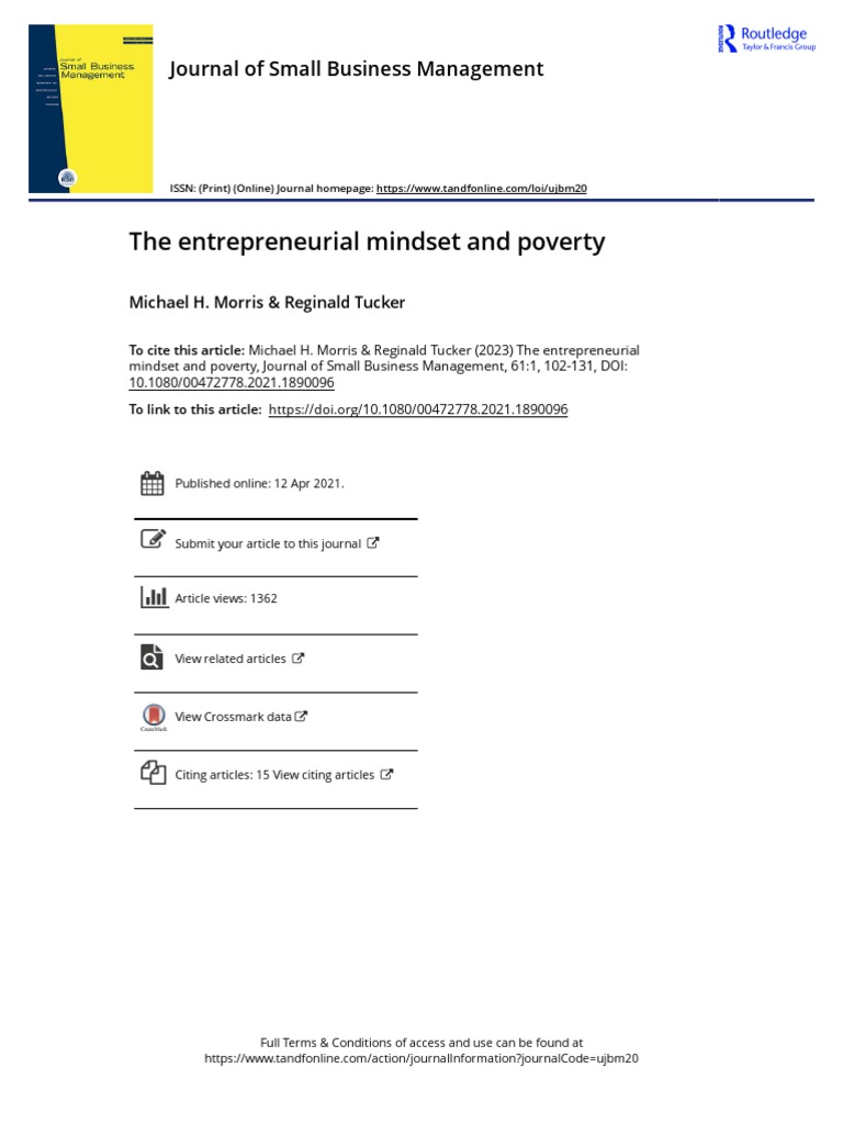 The Entrepreneurial Mindset and Poverty | PDF