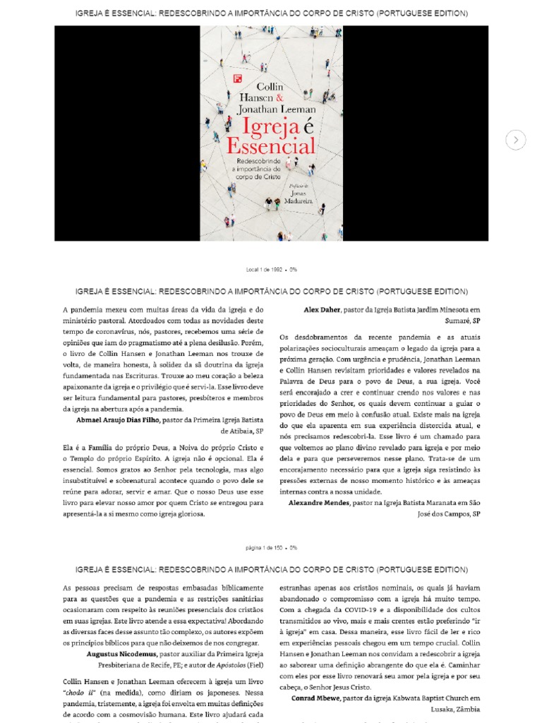 Igreja É Essencial (Redescobrindo A Importância Do Corpo de Cristo ...