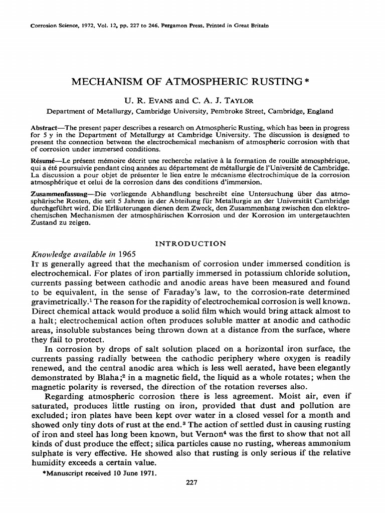 Mechanism of Atmospheric Rusting | PDF | Rust | Iron