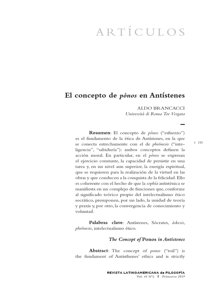 El Concepto de Pónos en Antístenes | PDF | Sócrates | Platón