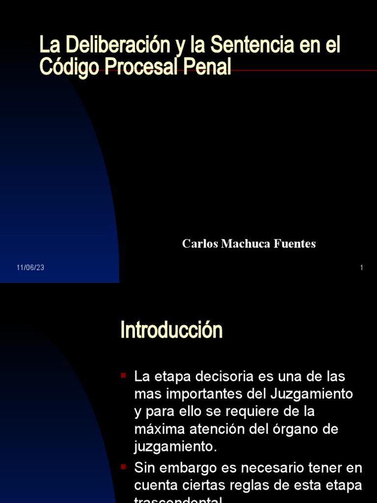 La Deliberación y La Sentencia en El NCPP | PDF | Sentencia (ley ...