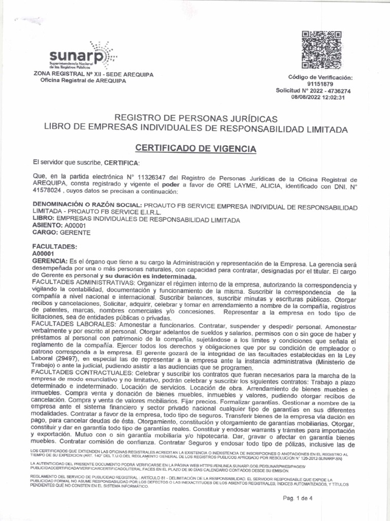 Certificado de Vigencia | PDF