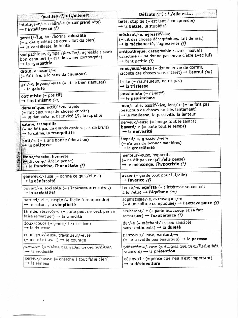 Qualités Et Défauts | PDF