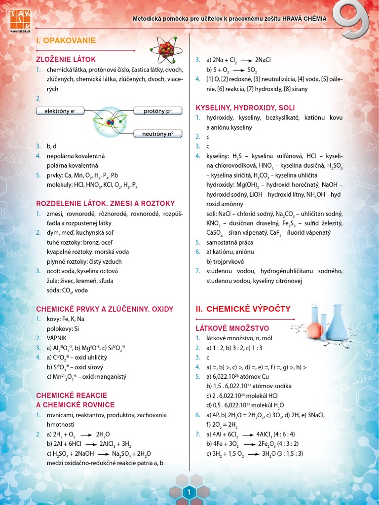 Hravá Chémia 9 - RIEŚENIA | PDF