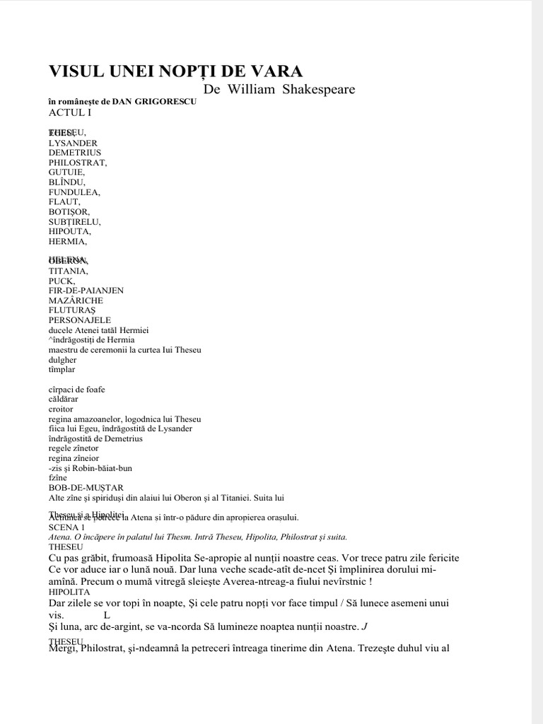 Dokumen - Tips Shakespeare William Visul Unei Nopti de Vara | PDF