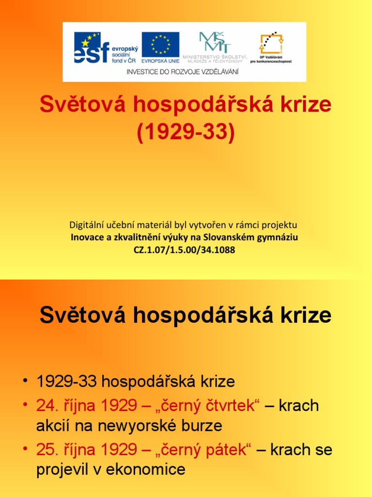 8svetova Hospodarska Krize Prezentace | PDF