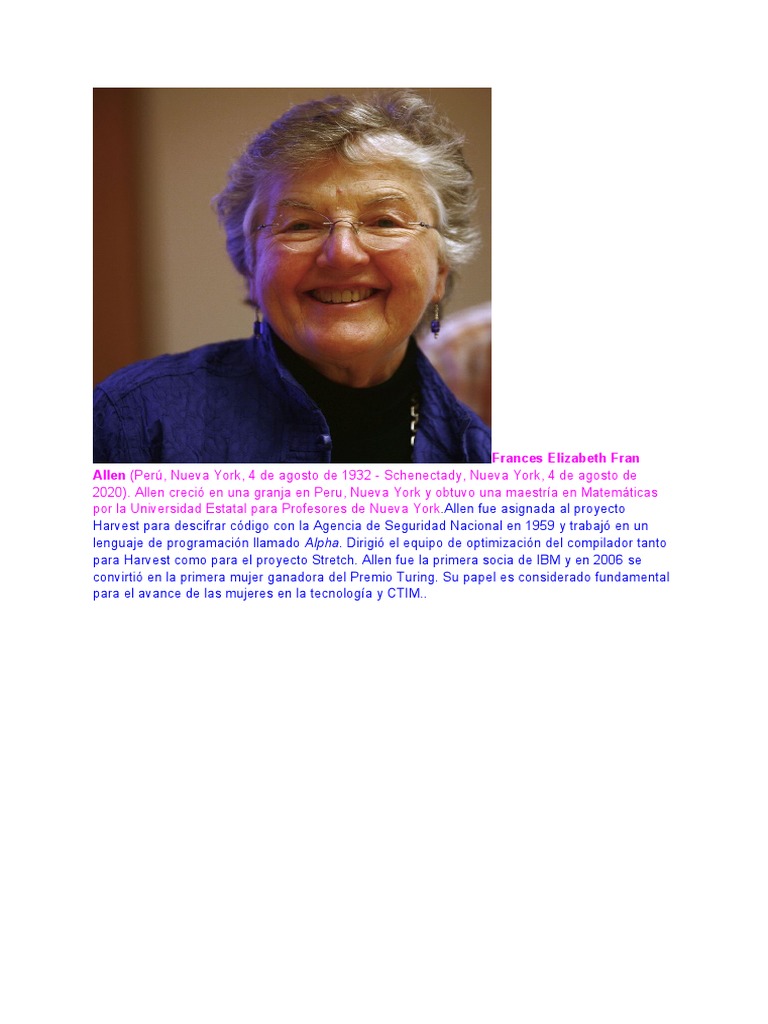Frances Elizabeth Fran Allen | PDF | Informática