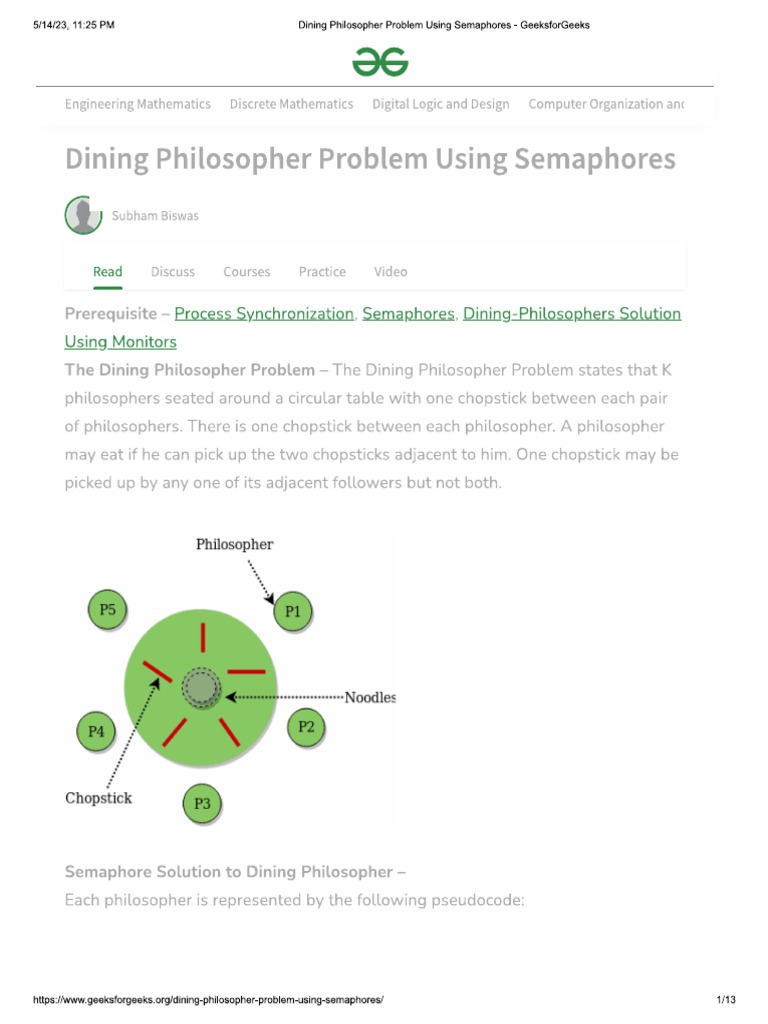 Dining Philosopher Problem Pdf 