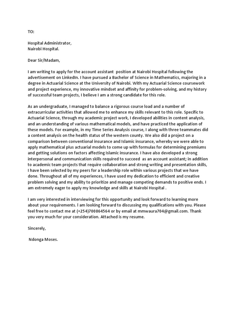 Account Assistant Cover letter | PDF