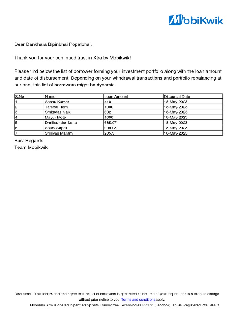 Borrower Statement PDF | PDF