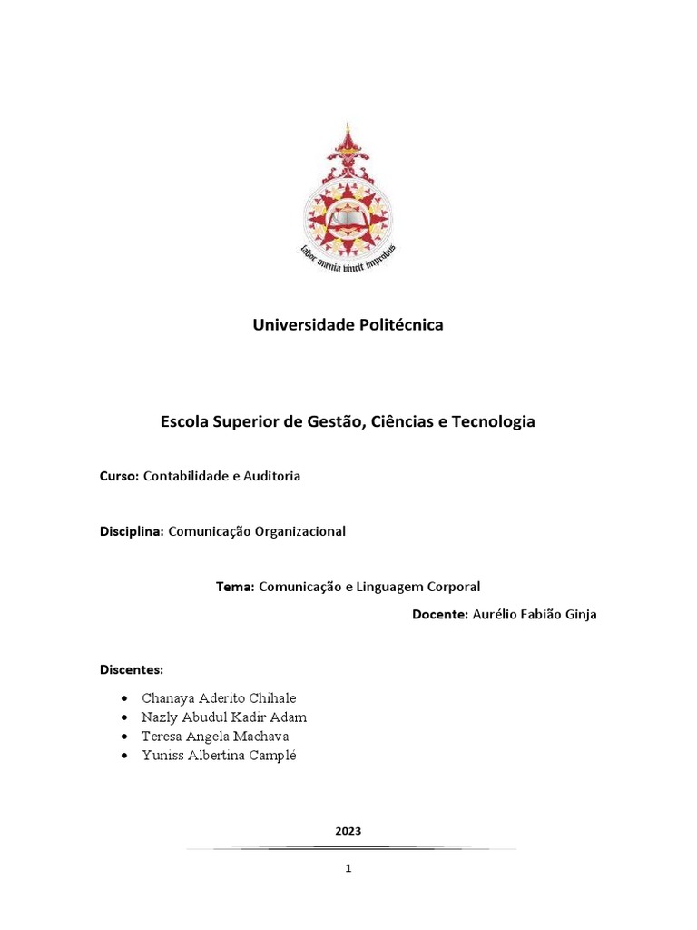 Trabalho Comunicacao e Linguagem Corporal | PDF | Comunicação ...