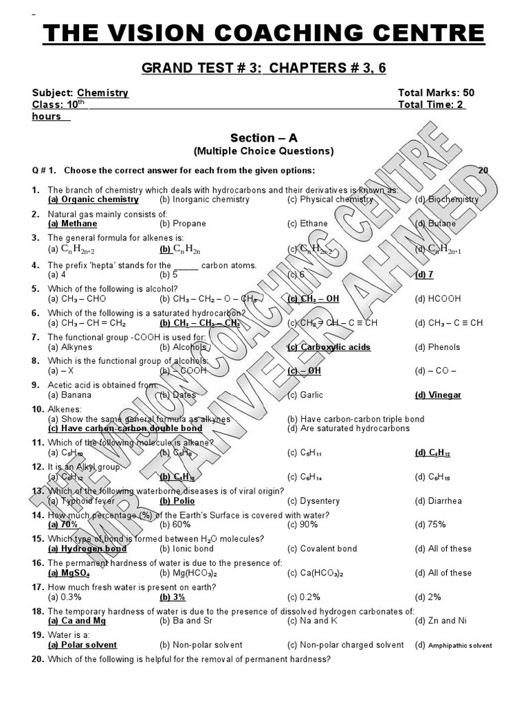 10 G.test - 3 - CHP - 3,6 | PDF | Alkane | Alkene