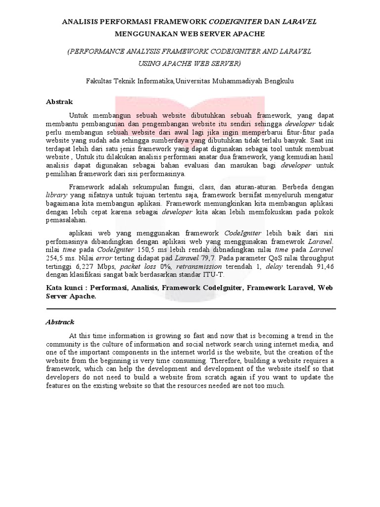Analisis Performasi Framework Codeigniter Dan Laravel | PDF
