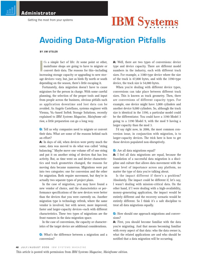 Pitfalls of Data Migration | PDF | Mainframe Computer | Databases Pitfalls of Data Migration | PDF | Mainframe Computer | Databases