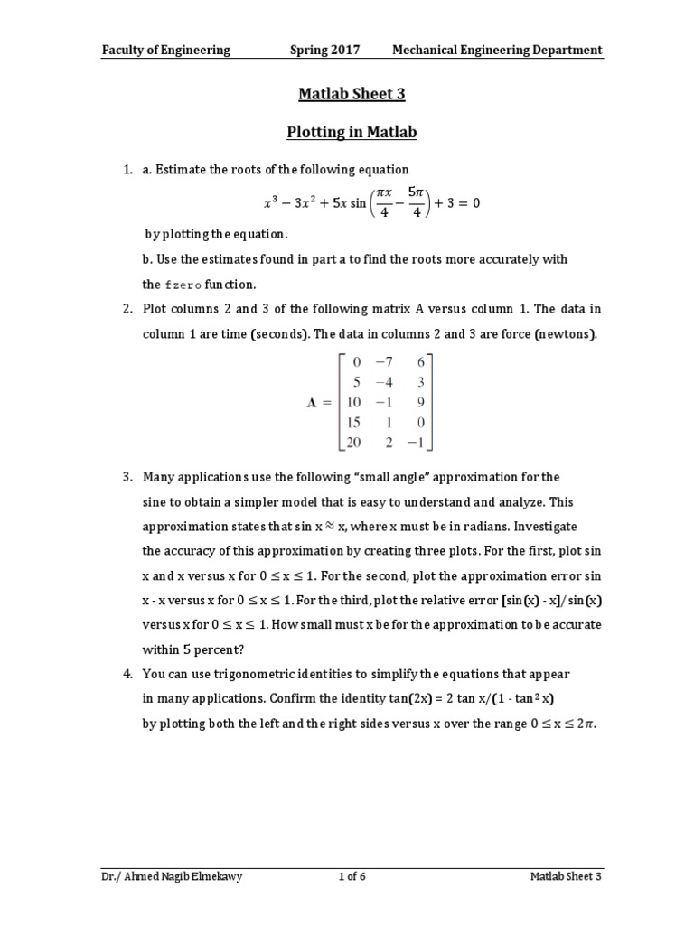 Matlab Sheet 3 | PDF