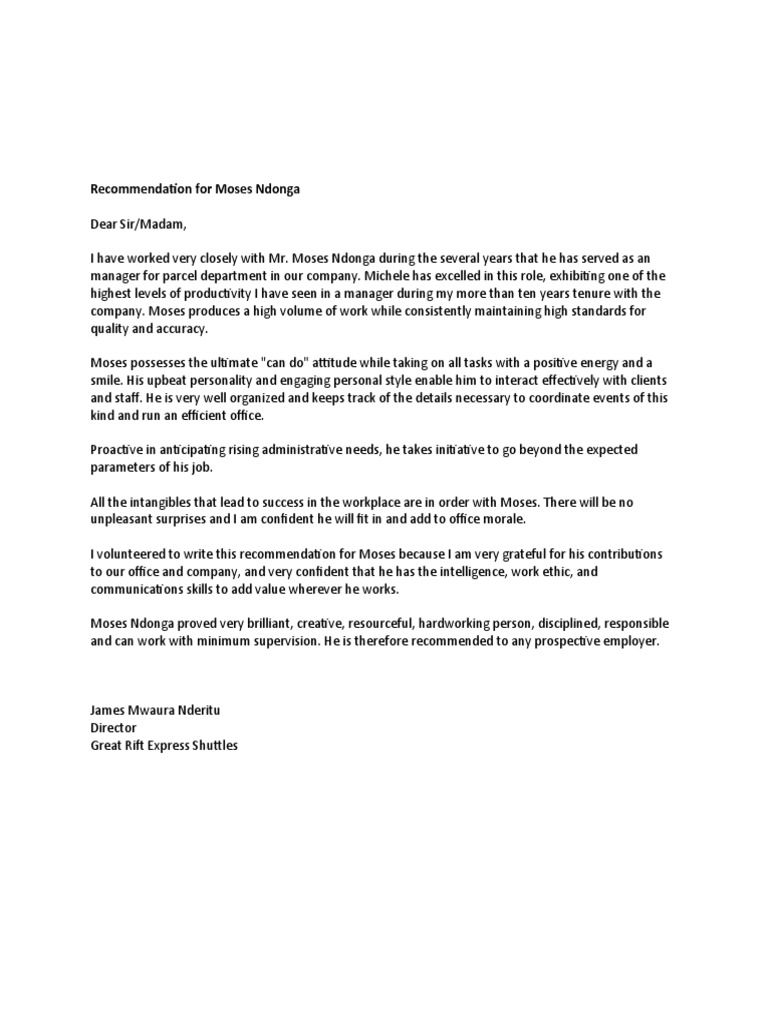 Recommendation Letter From Manager Template 03 | PDF