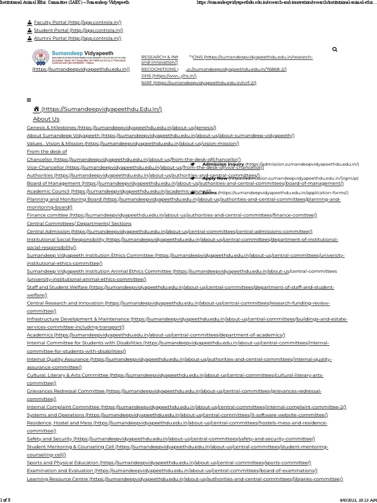 Institutional Animal Ethic Committee (IAEC) - Sumandeep Vidyapeeth ...