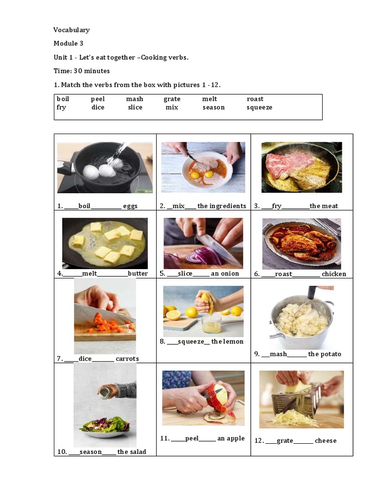 M3U1VTA3 - Cooking Verbs | PDF