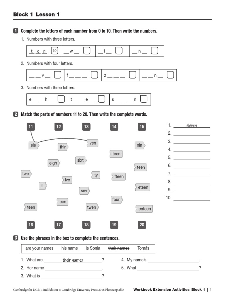 Workbook Extension Activities 1-2-11 | PDF