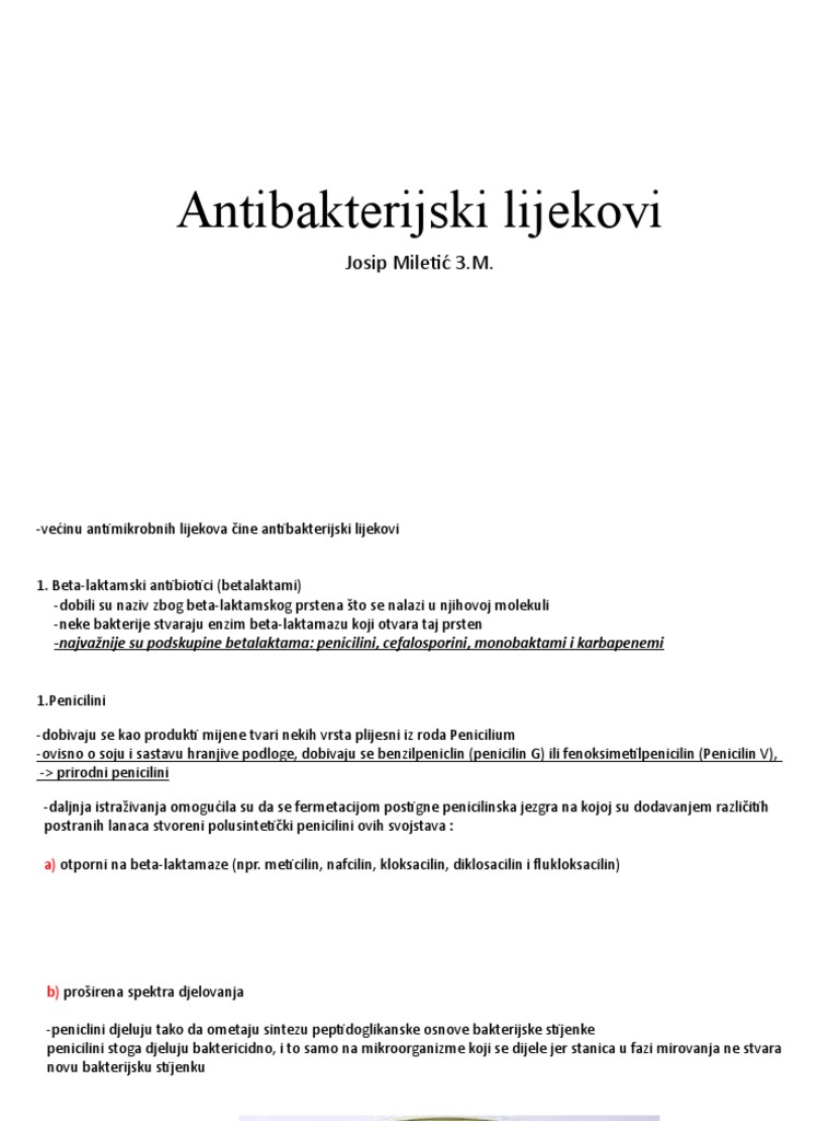 Antibakterijski lijekovi | PDF