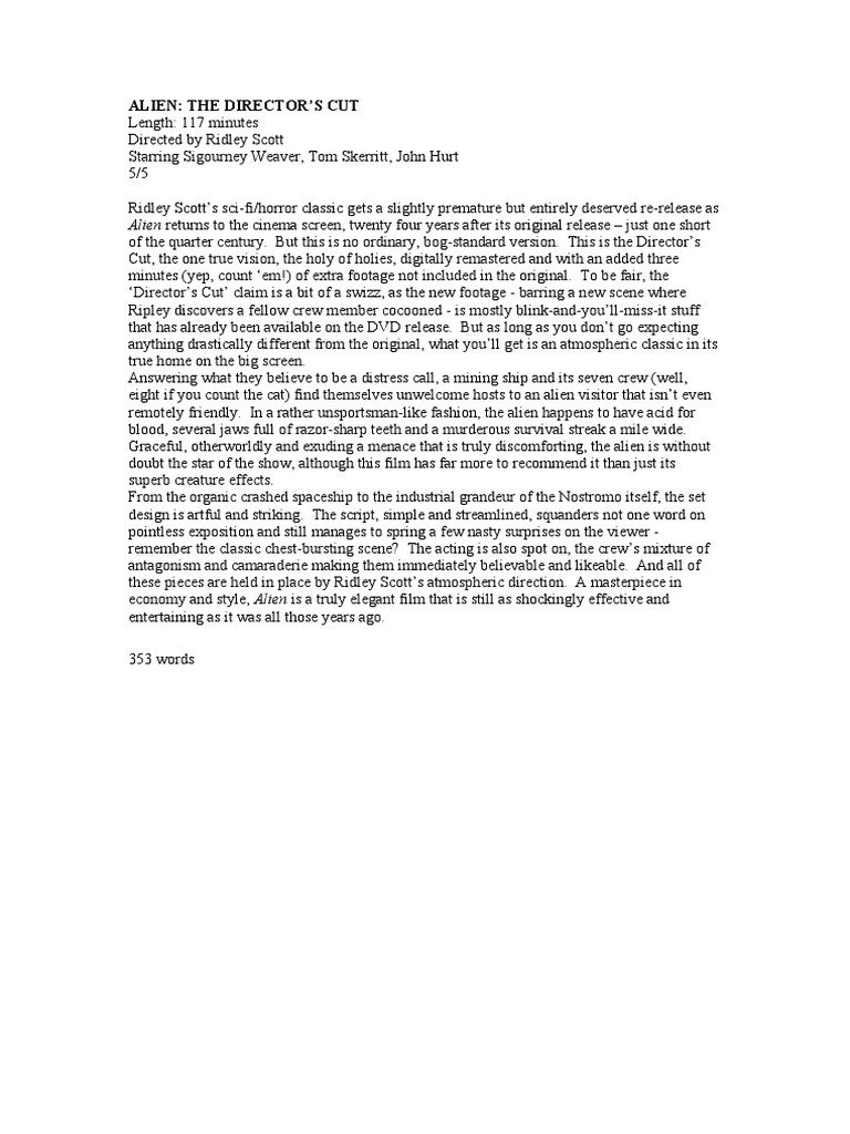 Alien The Director's Cut | PDF