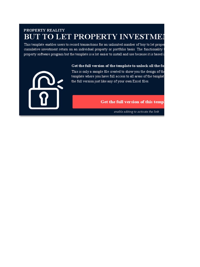 Buy to Let Property Investment Template | PDF | Capital Gains Tax | Taxes