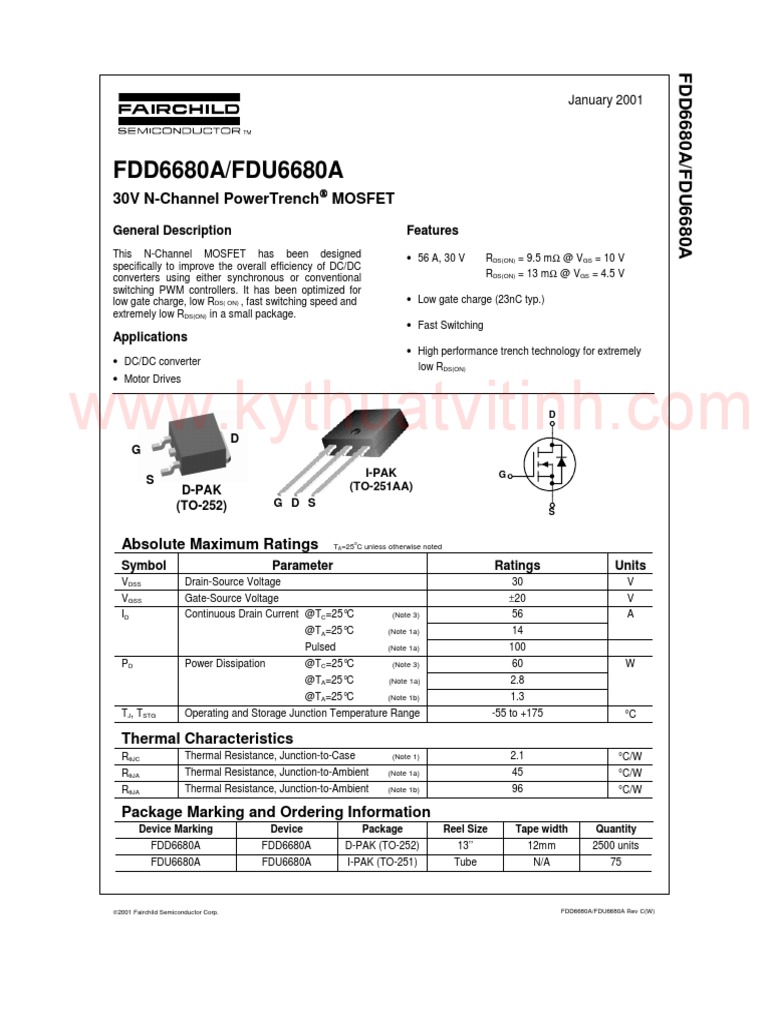 FDD6680A | PDF | Field Effect Transistor | Mosfet