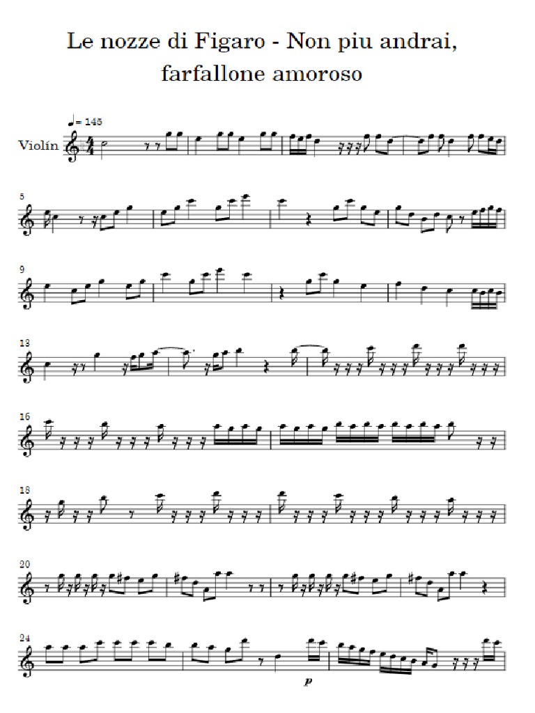Le nozze di Figaro - Non piu andra, farfallone amoroso | PDF