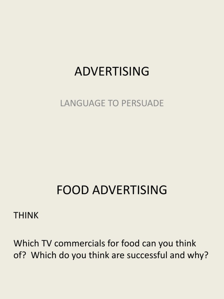 One Off KS3 English Lesson: Food Advertising | PDF