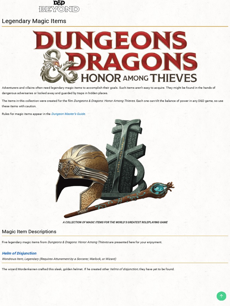 Legendary Magic Items from Honor Among Thieves | PDF | Magician ...