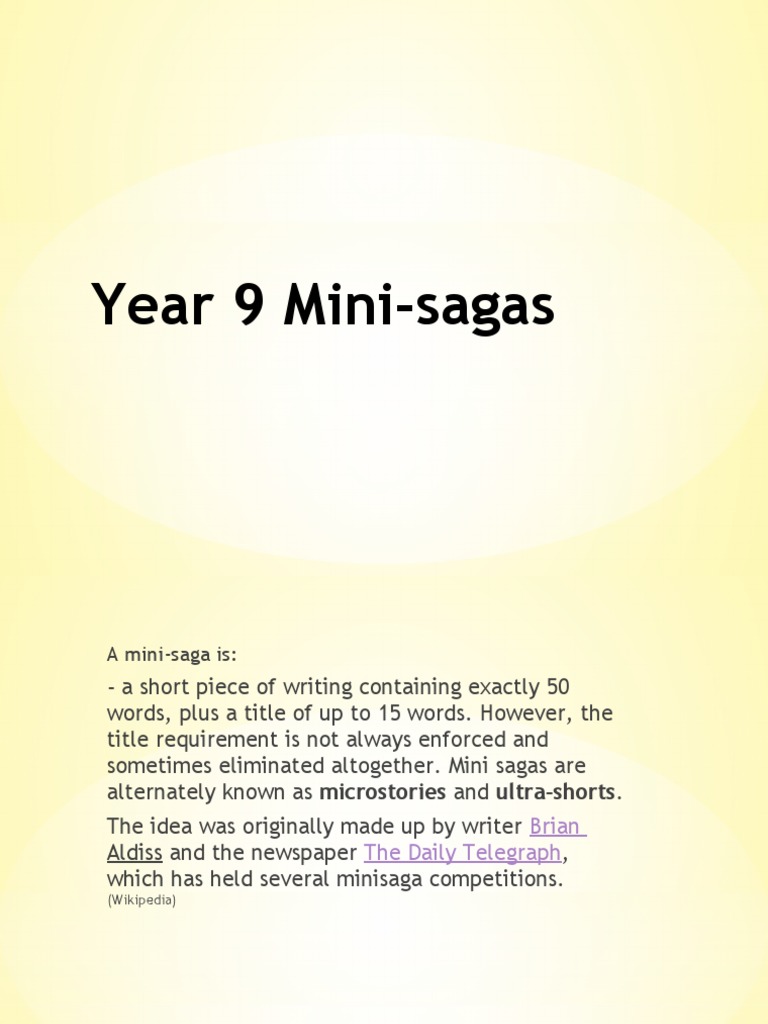 One Off KS3 English Lesson: Mini-Sagas | PDF