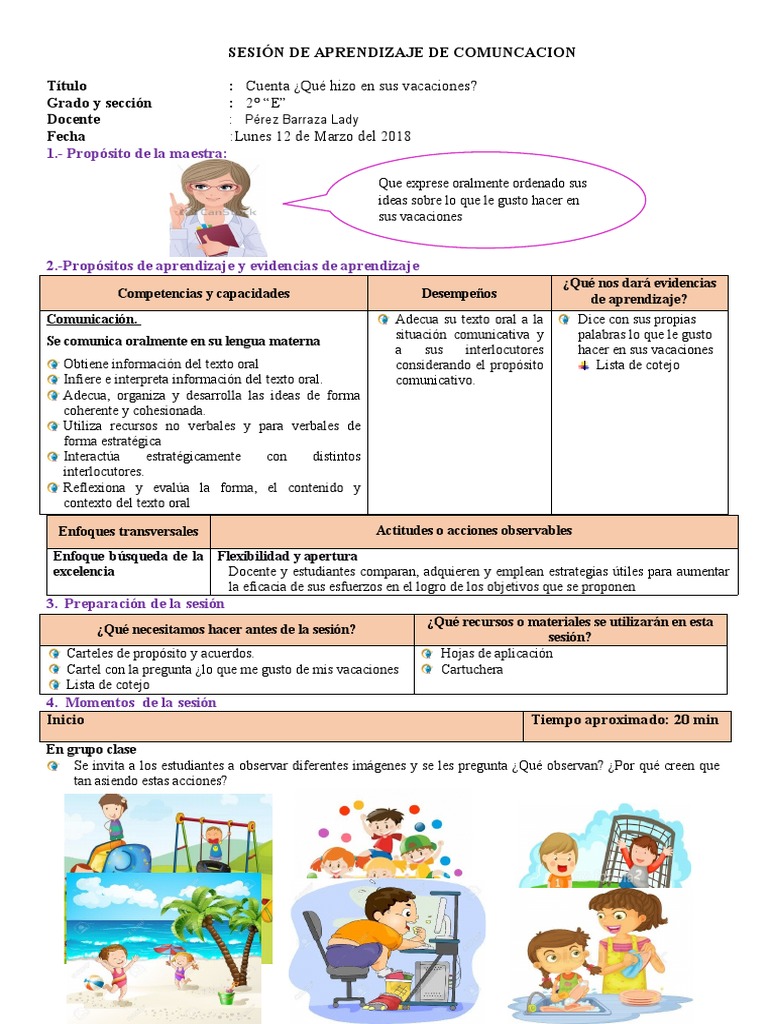 Sesión de Aprendizaje de Comunicacion | PDF | Aprendizaje | Comunicación