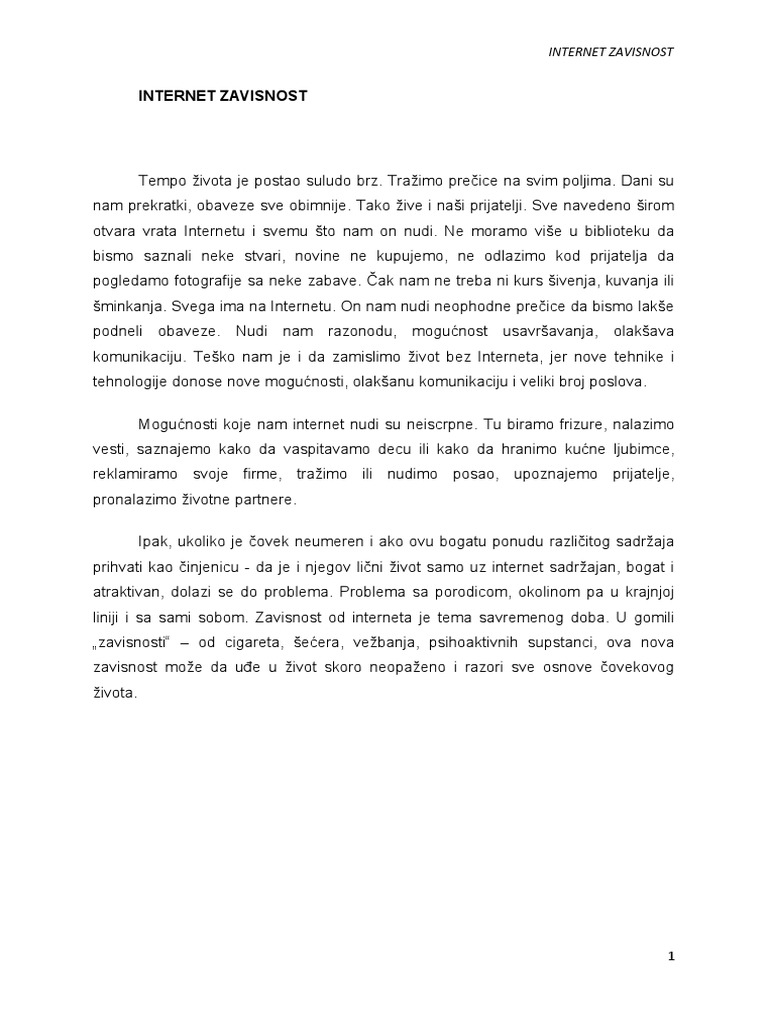 Internet Zavisnost | PDF